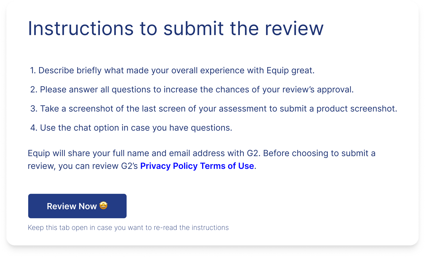 Equip Boosts Review Generation with the G2 In-App Review Form